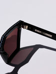 Double Down in Obsidian: Black Acetate Sunglasses with Olive Green Len