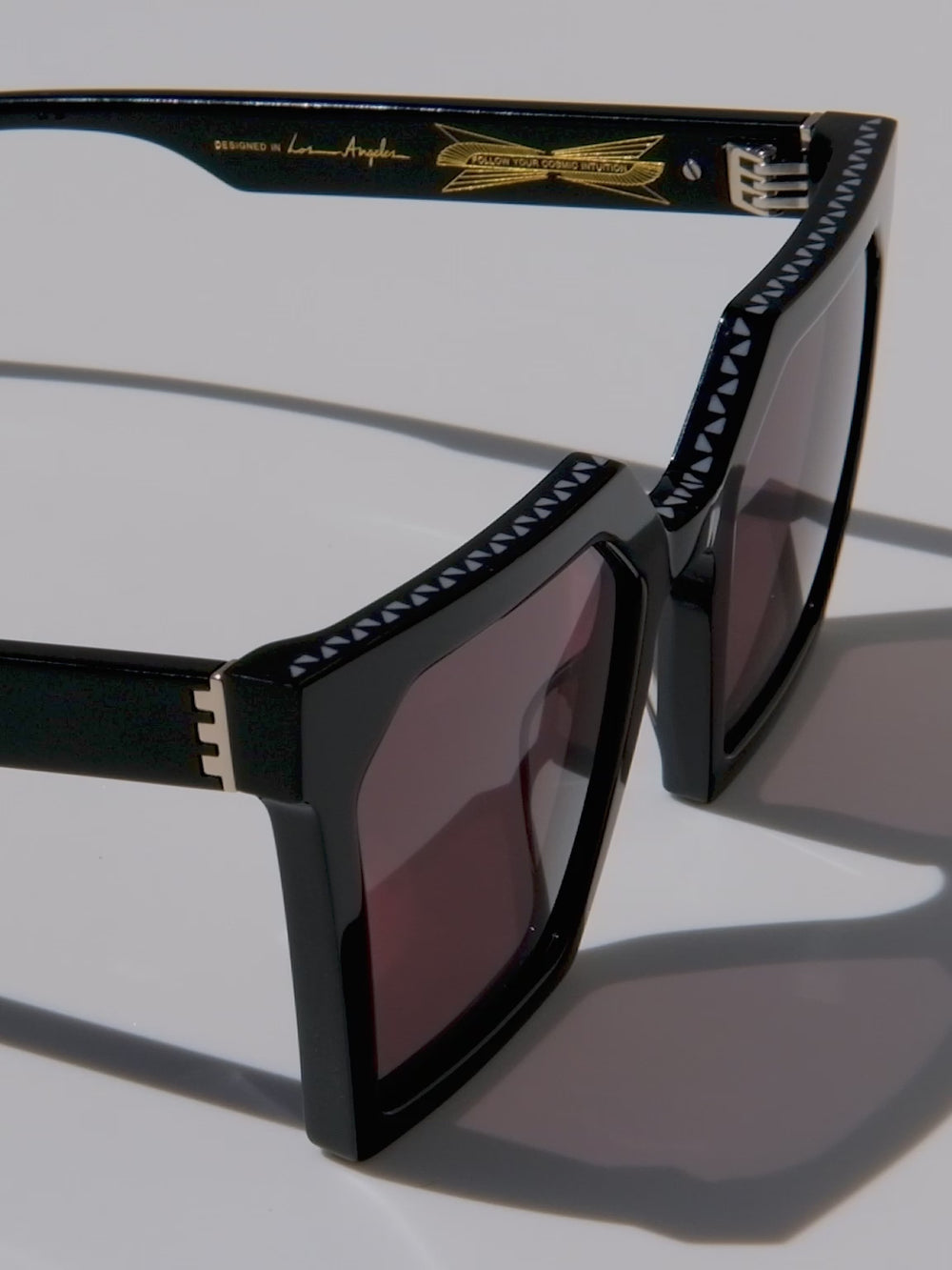 Double Down in Obsidian: Black Acetate Sunglasses with Olive Green Len