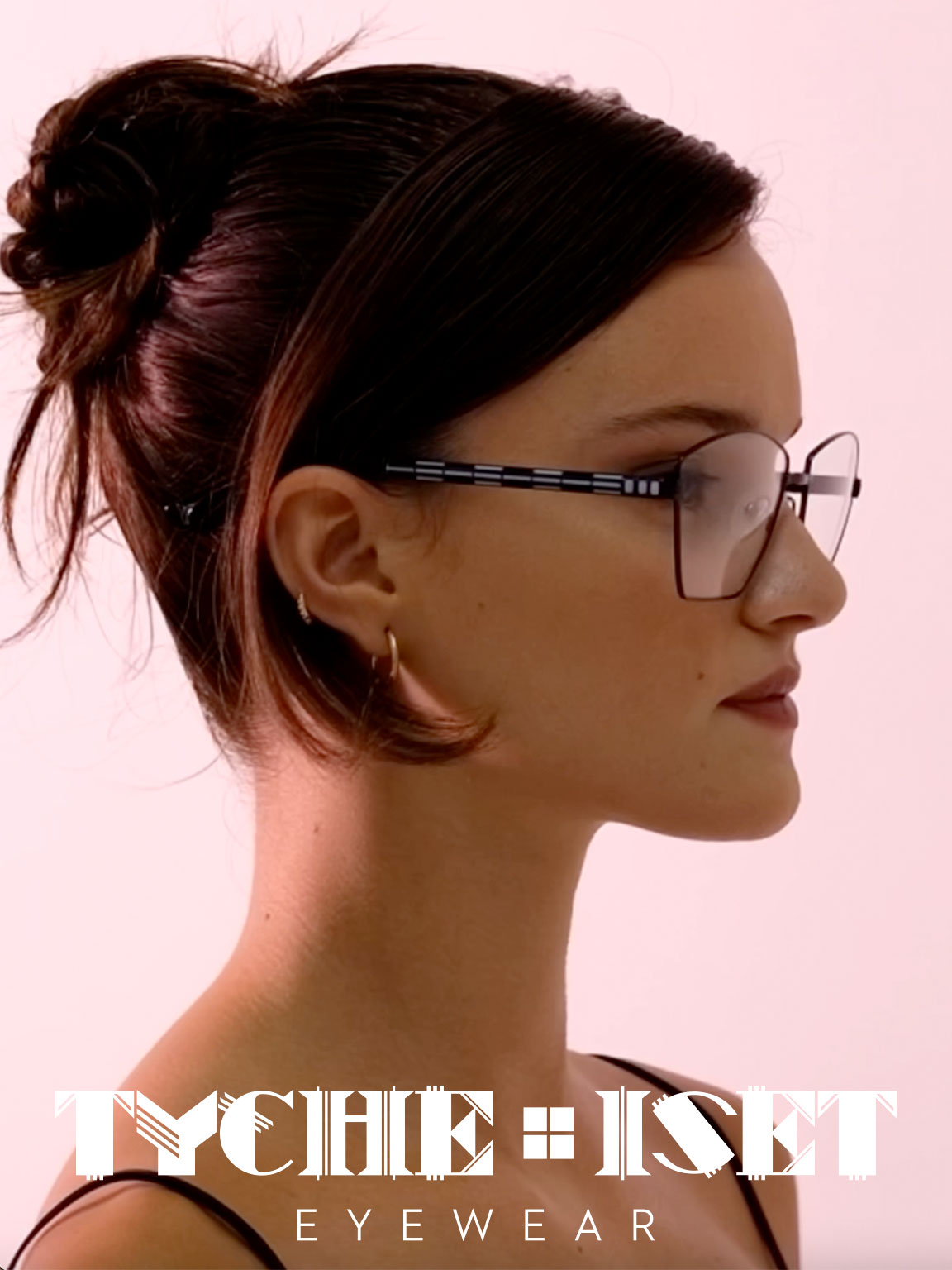 OPTICAL FRAME | BLACK TITANIUM D-FRAME GLASSES WITH ENAMEL TEMPLE DETA