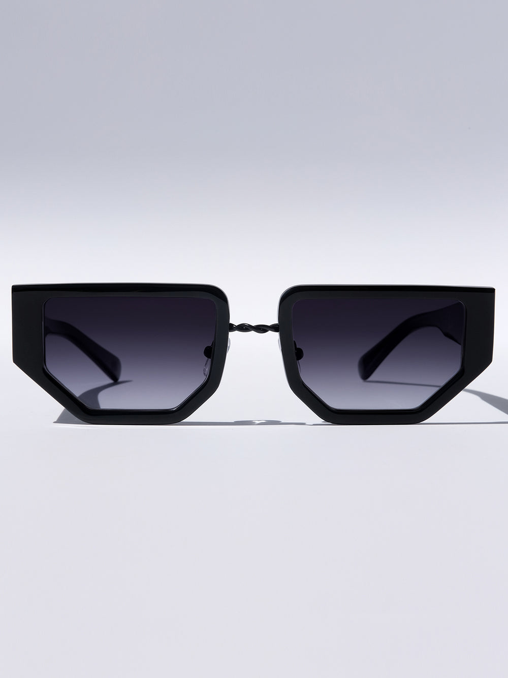 Modern D-Frame, Square Frame Acetate Sunglasses. Black Sunglasses ...