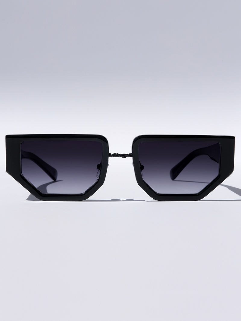 Modern D-Frame, Square Frame Acetate Sunglasses. Black Sunglasses ...